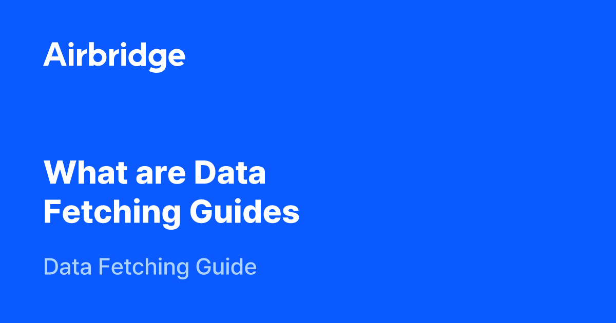 What are Data Fetching Guides | Airbridge Help Center